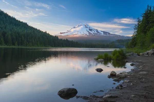 Mountain with snow cap and lake - Stock Image - Everypixel