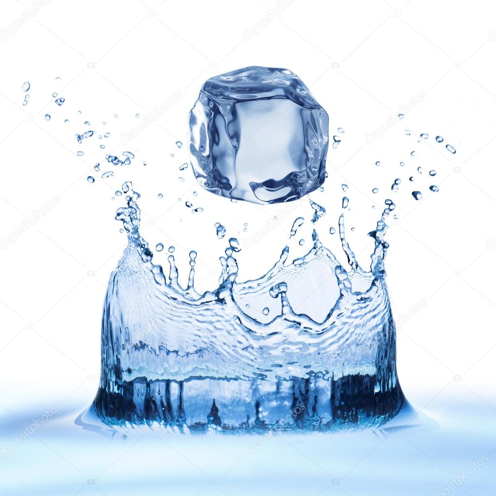 Water Splash From Ice Cube Stock Photo by ©somchaij 71539709