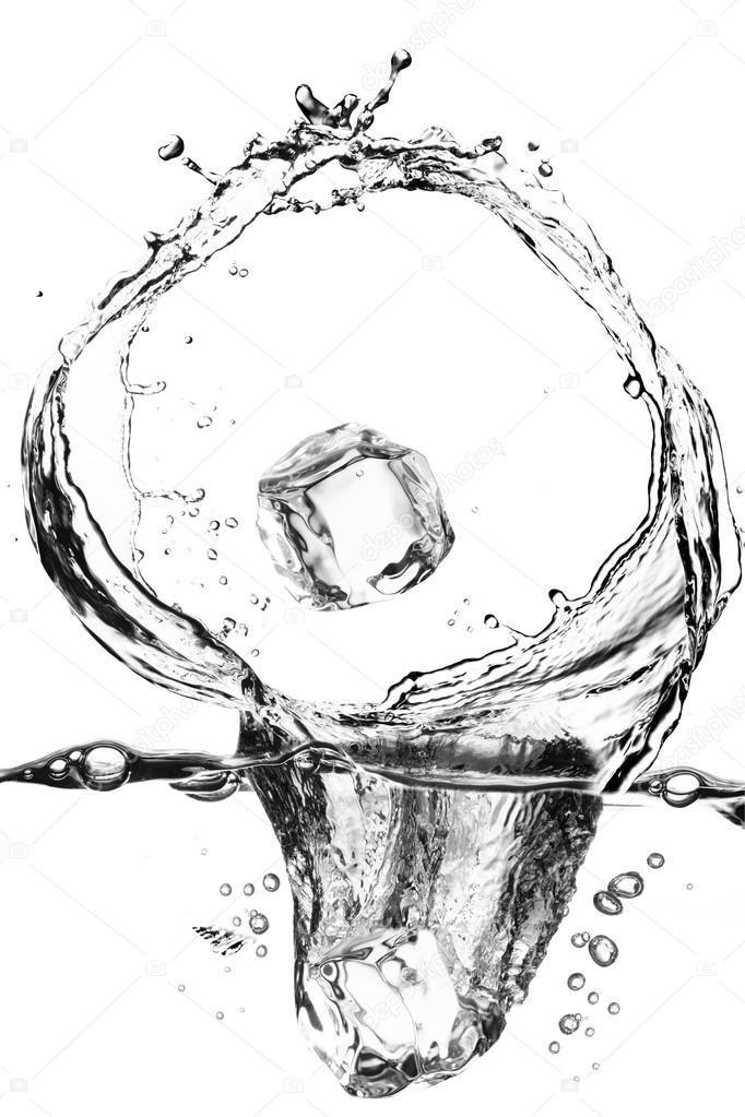 Water Splash From Ice Cubes Stock Illustration by ©somchaij #72689905