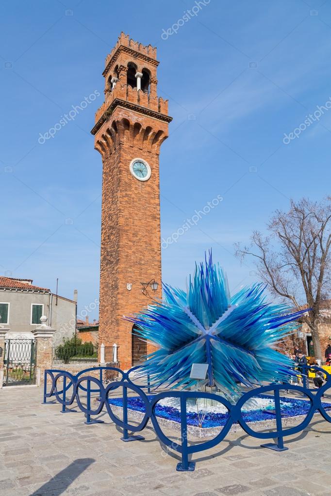 Torre del reloj y cultura de vidrio en Campo Santo Stefano en Murano 2022