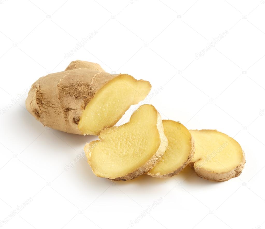Sliced ginger on a white background Stock Photo by ©Greatstock 107764450