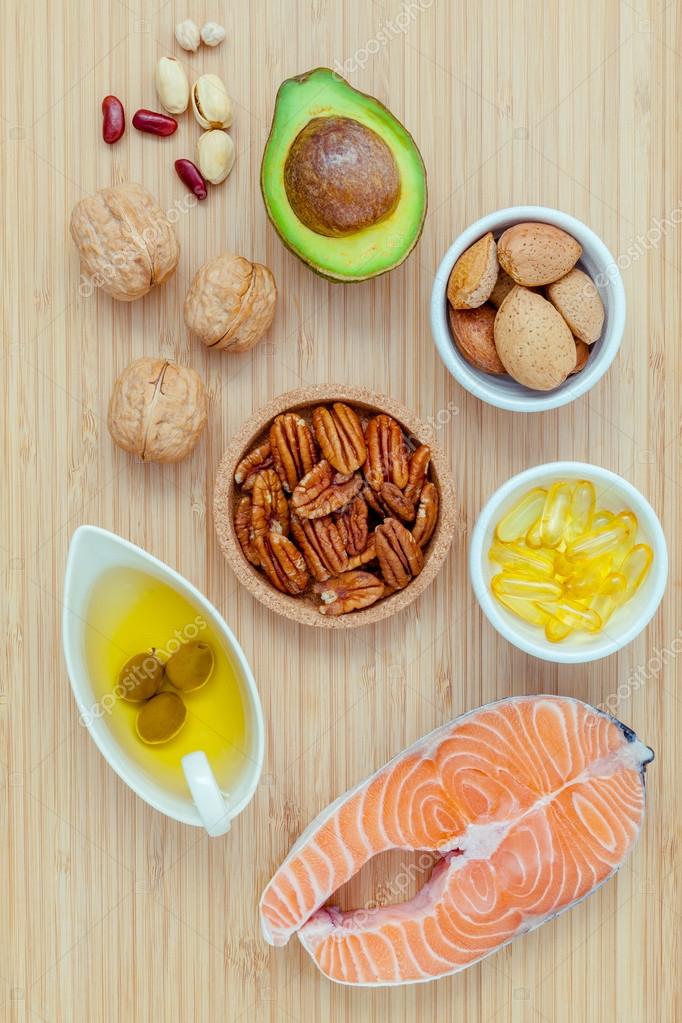Selection food sources of omega 3 and unsaturated fats. super fo ...