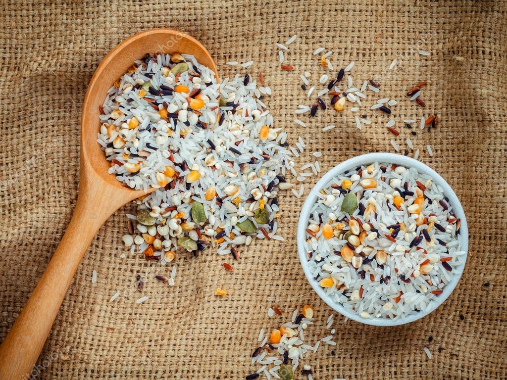 Mixed multi grain traditional thai rice ,corn ,sunflower ,rye ,s Stock ...