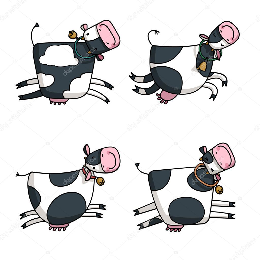Cute kartun sapi melompat. set Vektor Stok oleh ©artkukushkina 116006020