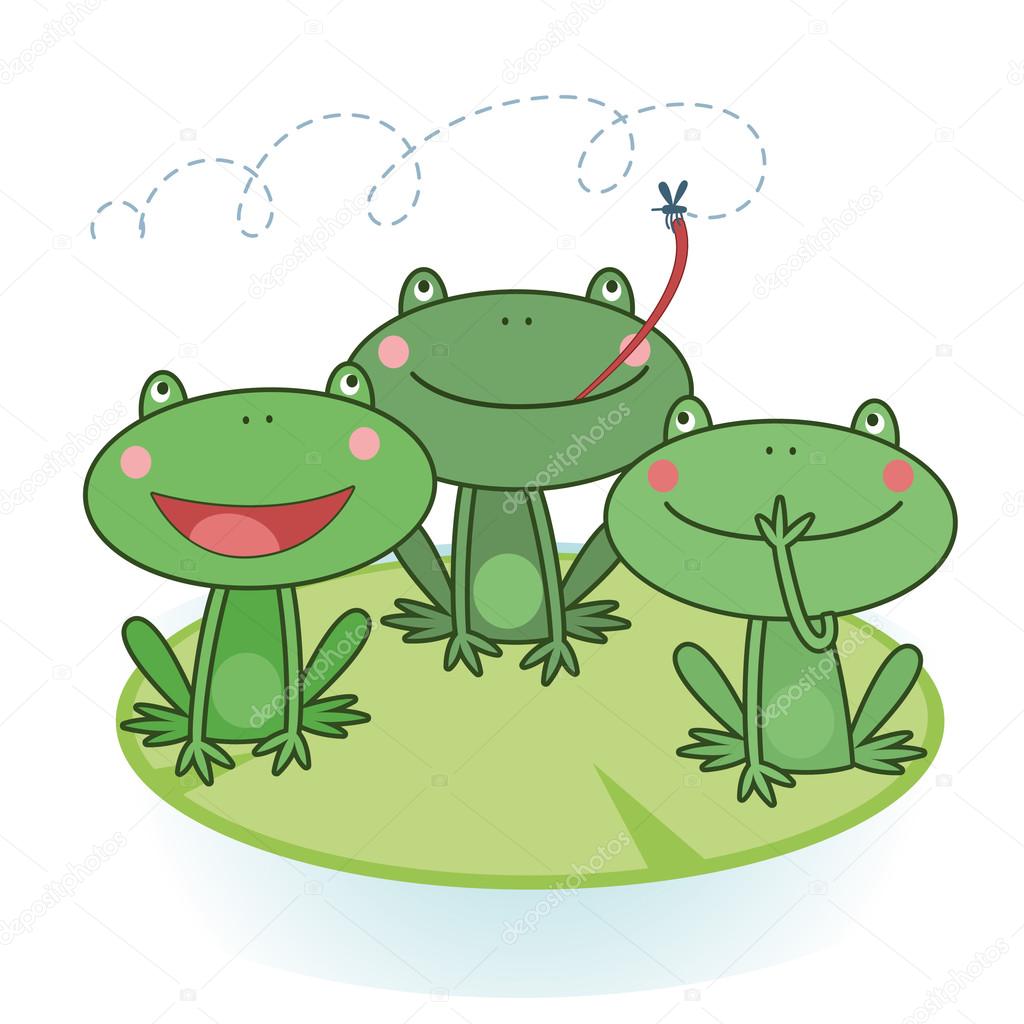 Illustration of three green frogs Stock Vector Image by ©artkukushkina ...