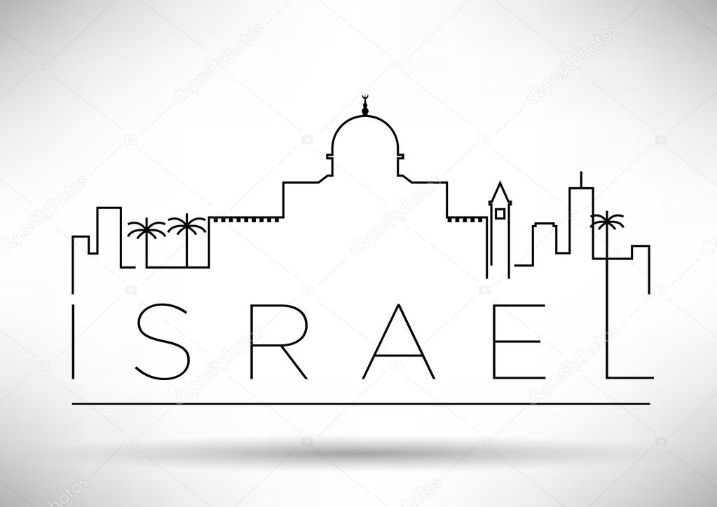 Israel City Line Silhouette Typographic Design — Stock Vector ...