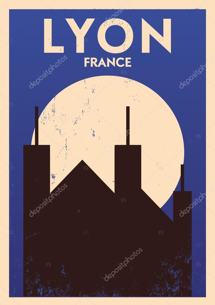 Lyon City Poster Design Stock Vector Image by ©kursatunsal #74753121