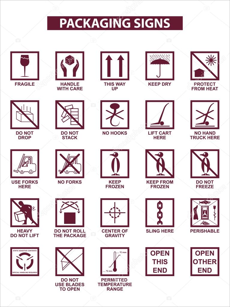 set of packaging signs — Stock Vector © angusgrafic #108996600