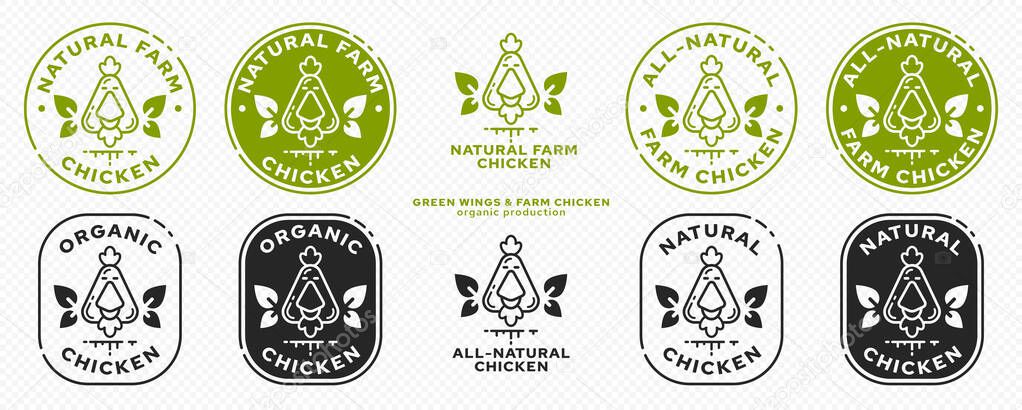 Concepto para el envasado de productos. Etiquetado - pollo natural de ...