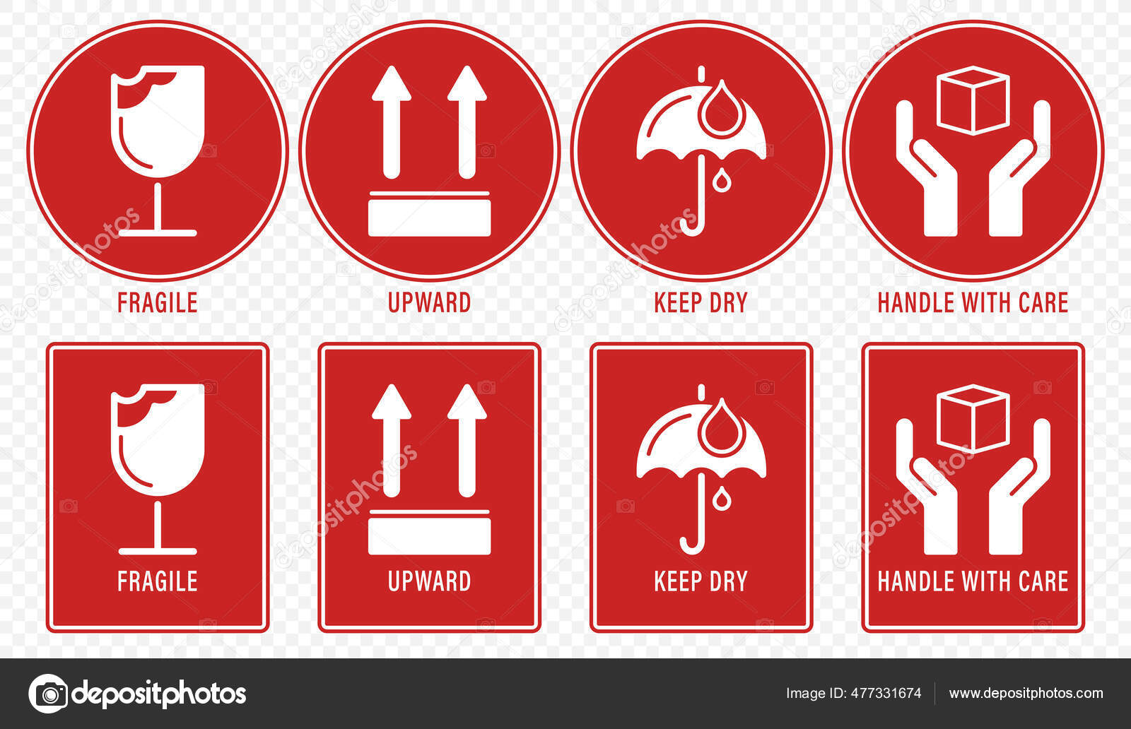 Fragile Package Icons Set Handle Care Logistics Delivery Shipping Labels Stock Vector by ©pa.and ...