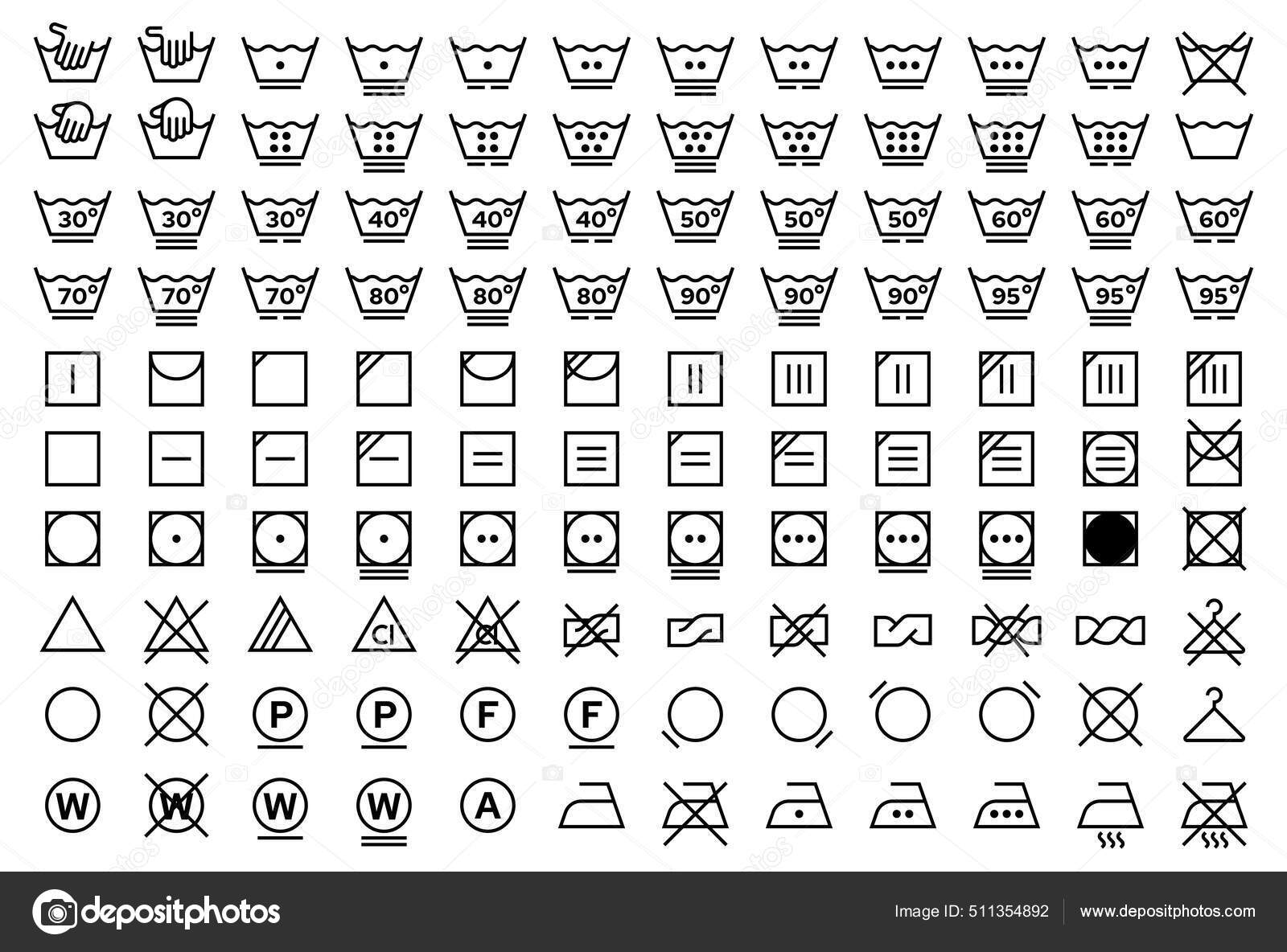 Flat Linear Design Set Symbols Care Textiles Labeling Marks Clothing ...