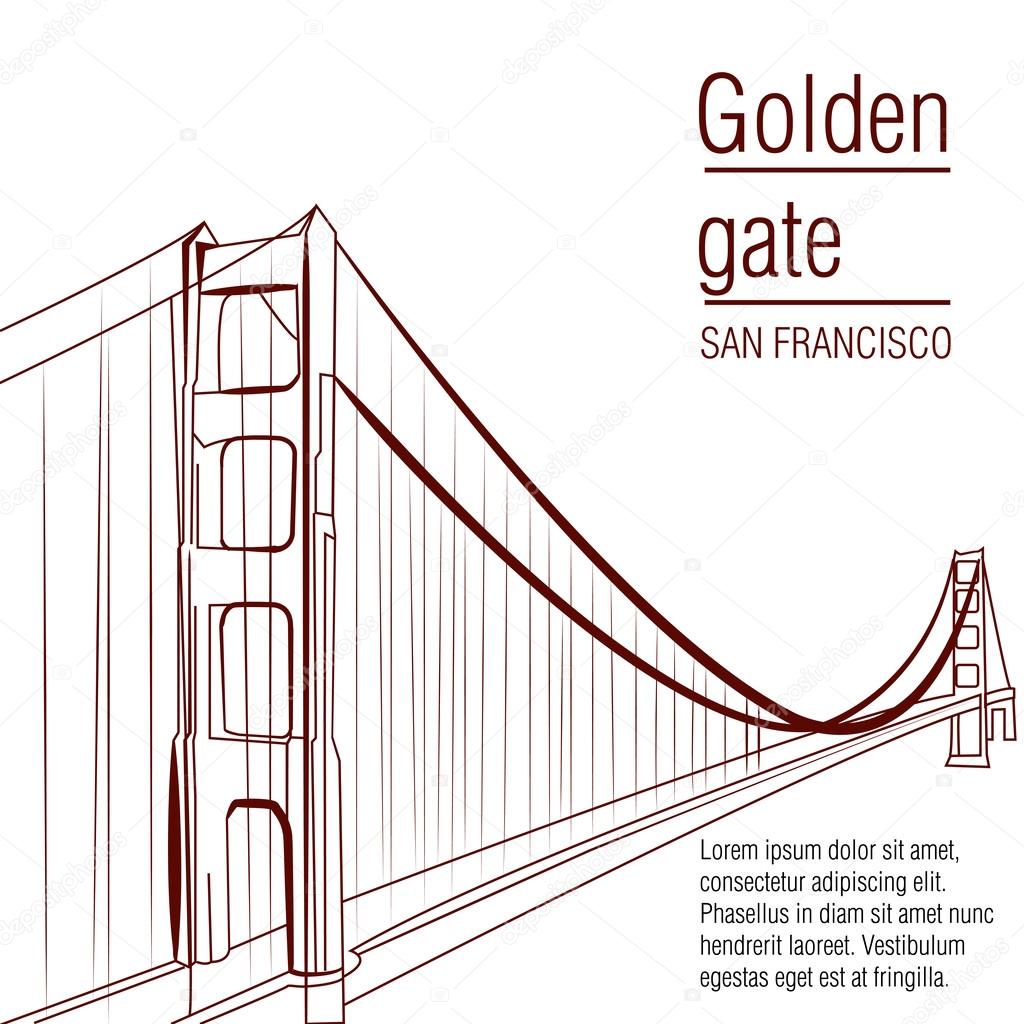 Golden Gate Bridge Side View Drawing