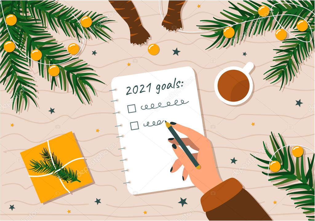 Lista de tareas pendientes y metas para el Año Nuevo. Planes de ...