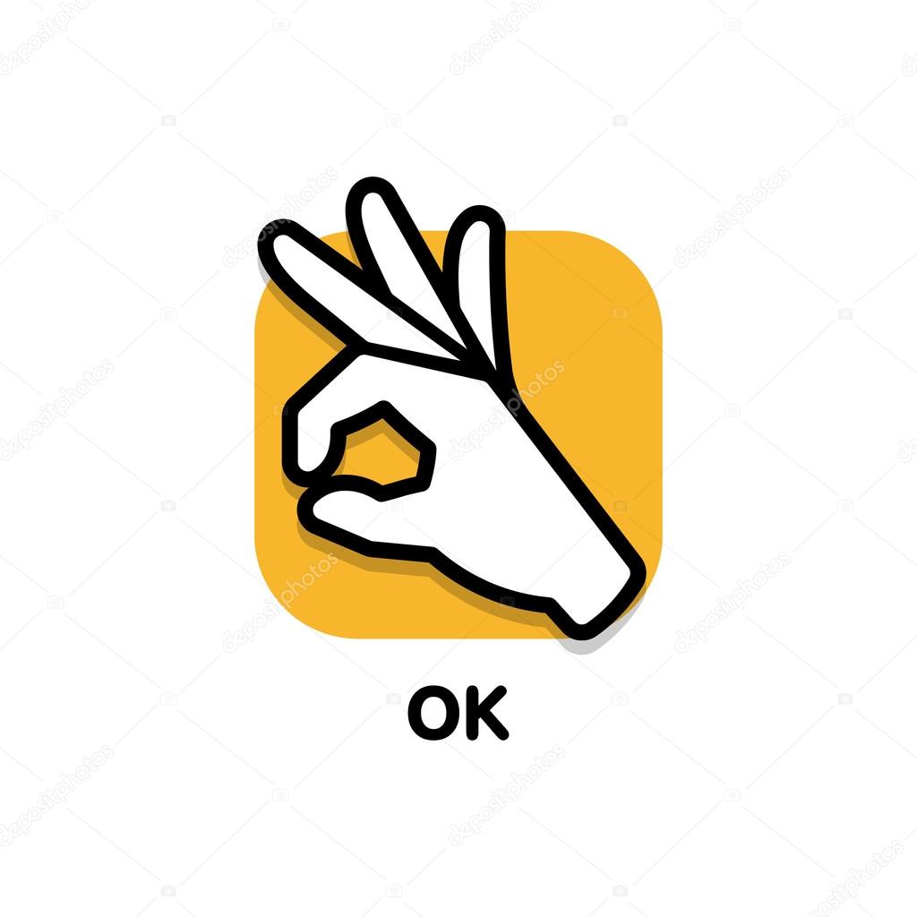 The palm of a human hand shows OK. The symbol and sign of approval ...