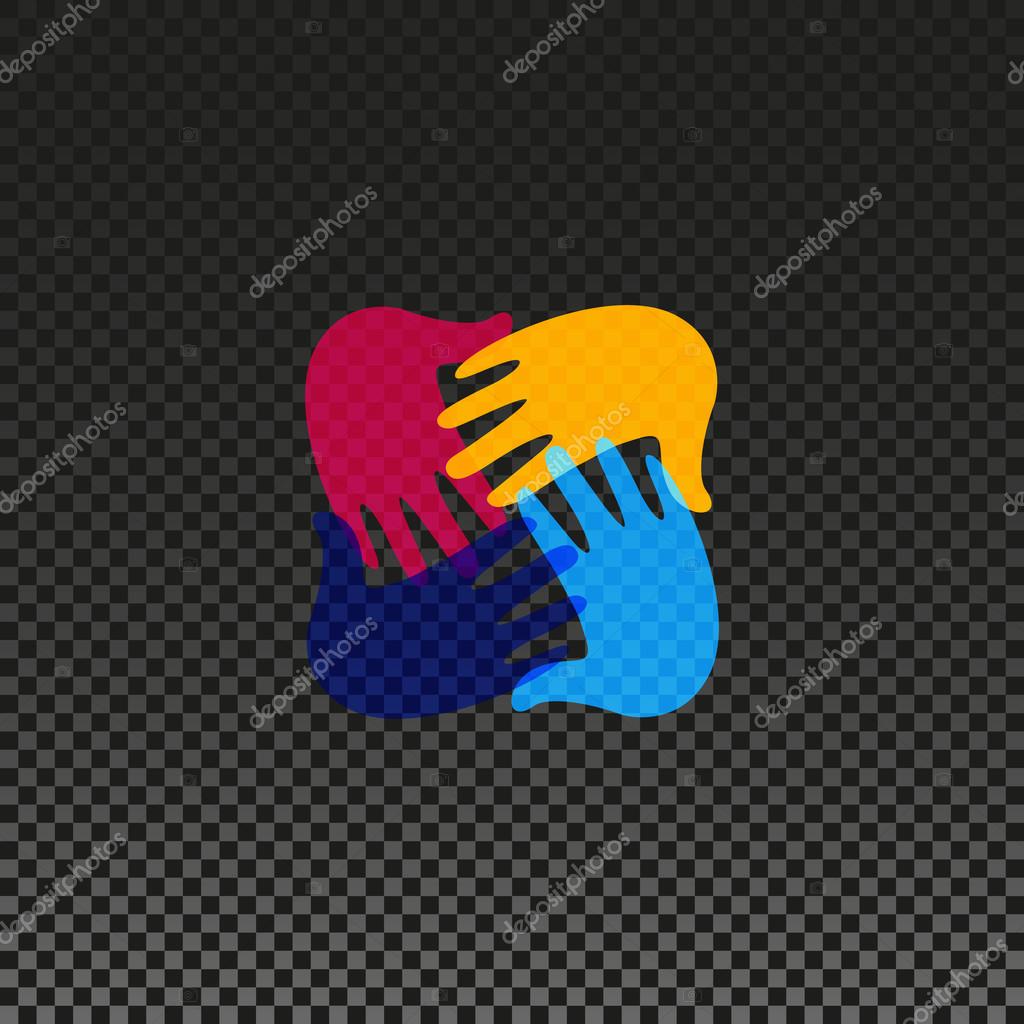 Isolated vector hands logo. Orphanage emblem. Family sign. Children ...