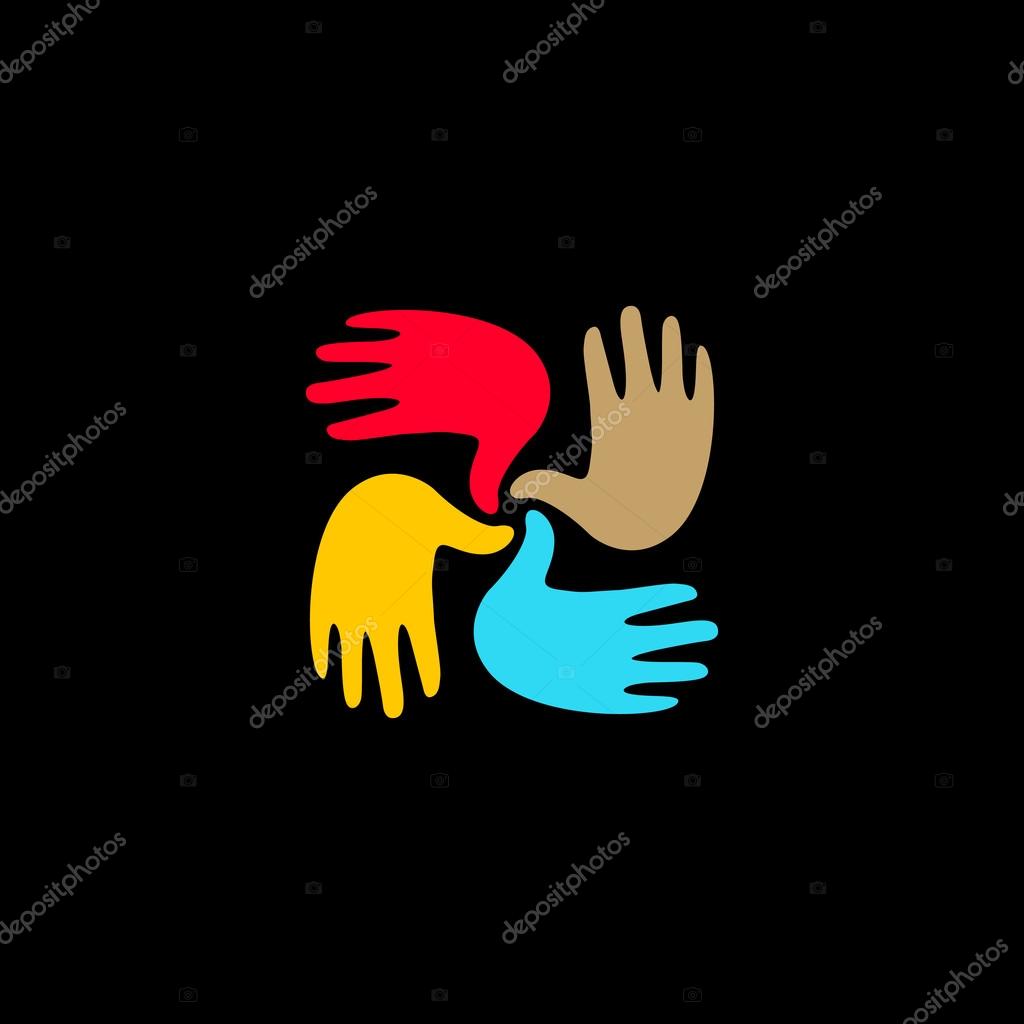 Isolated vector hands logo. Orphanage emblem. Family sign. Children ...