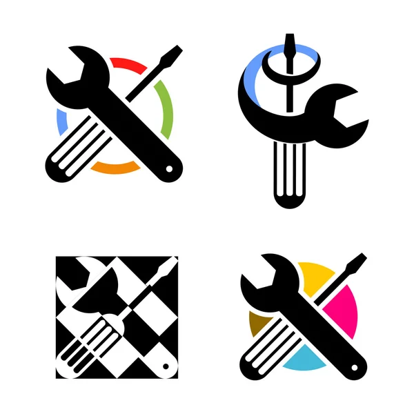 Isolated colorful technical tools vector logo. Mechanical equipment ...