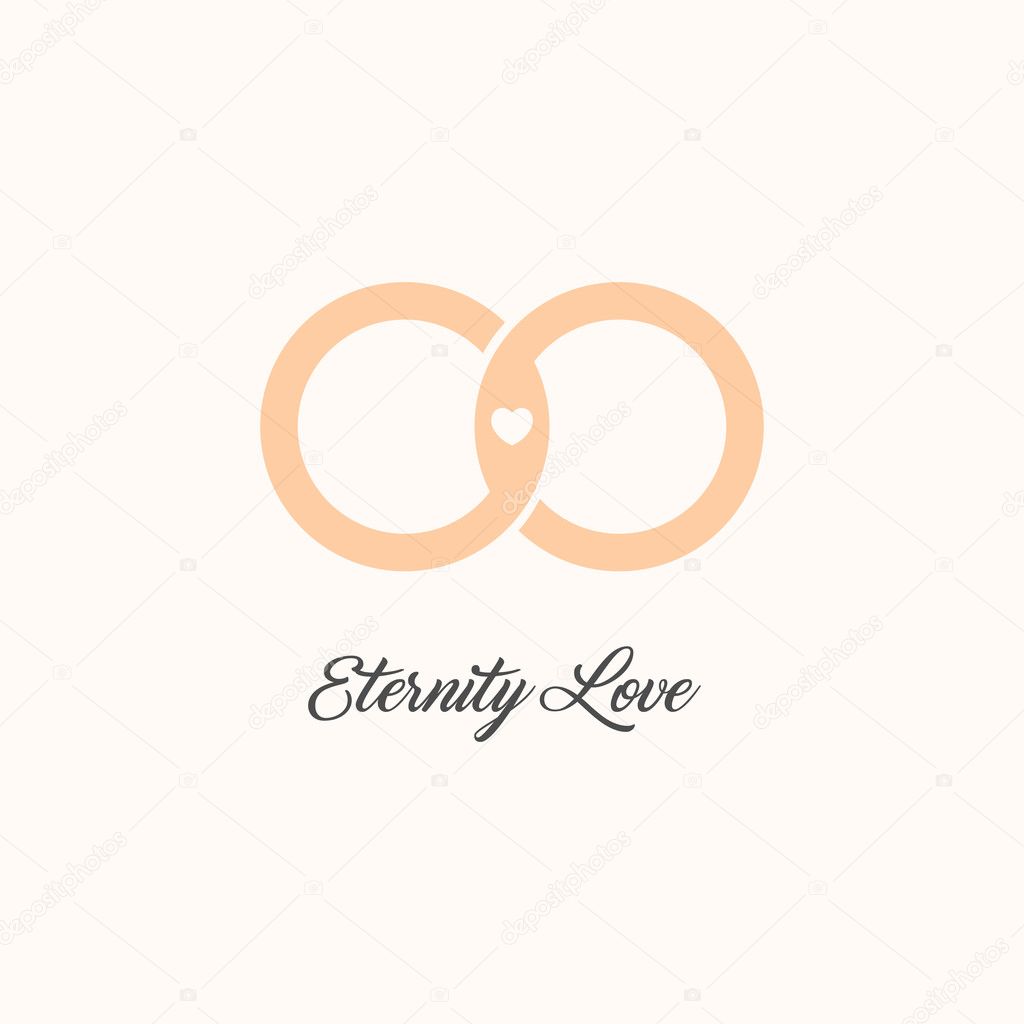 Eternity love vector logo. Wedding gold rings. Endless love isolated ...