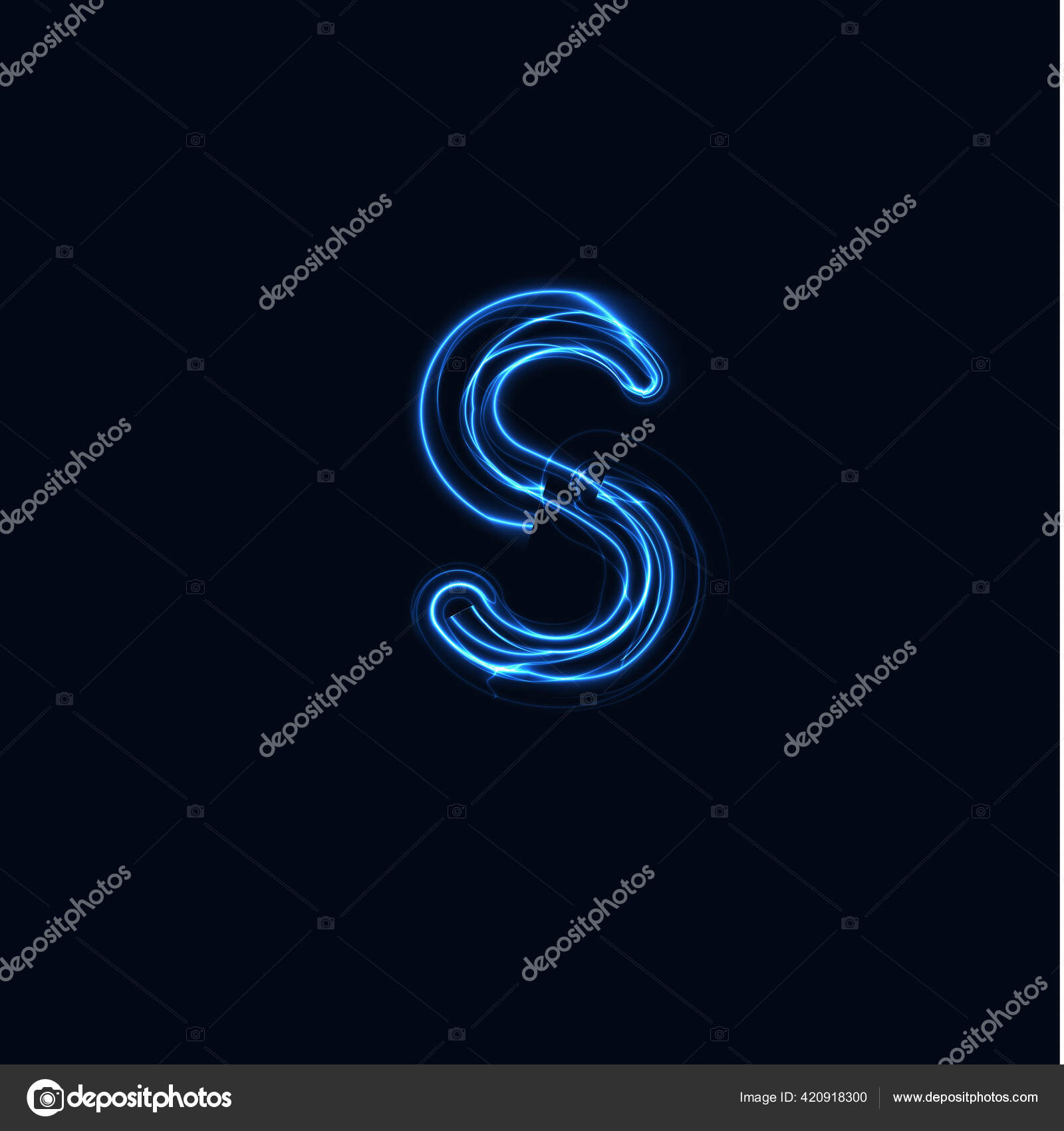 Lightning Realistic letter S, bright gloving logo, electric energy glow ...