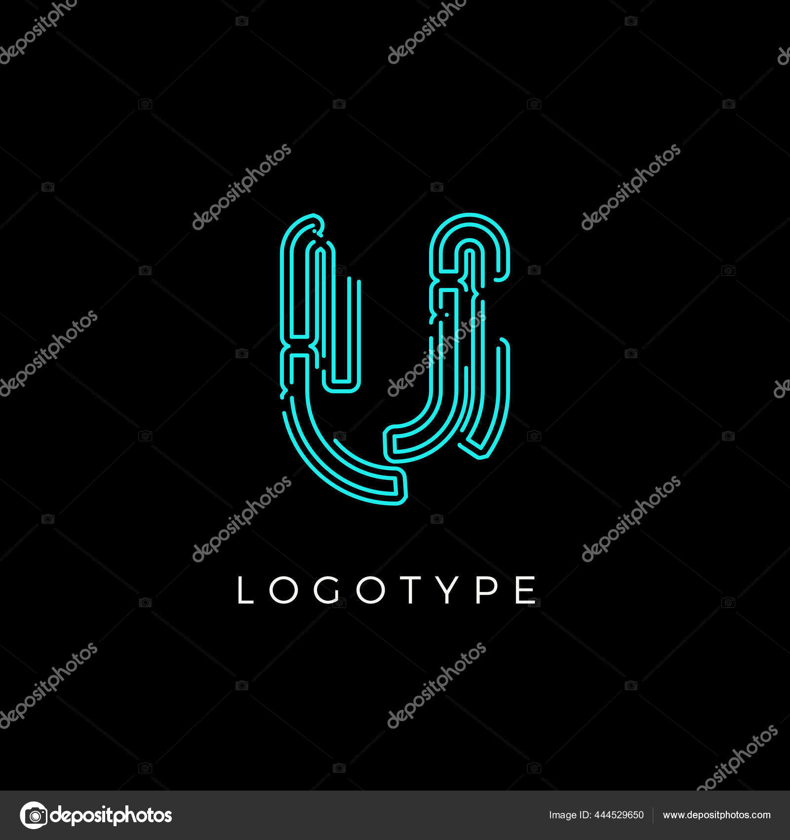 Cyber letter U for digital technology logo concept. Contour circuit ...