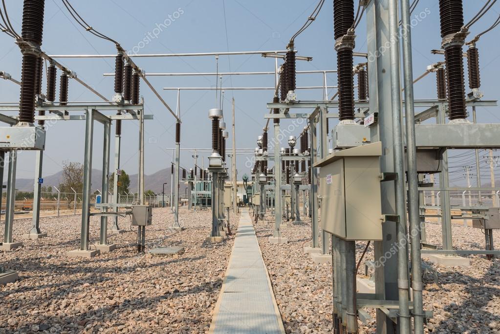 The high voltage equipment in the outdoor electrical substation — Stock ...