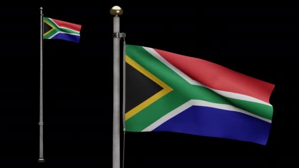 Alpha Channel African Rsa Flag Waving Wind South Africa Banner — Stock ...