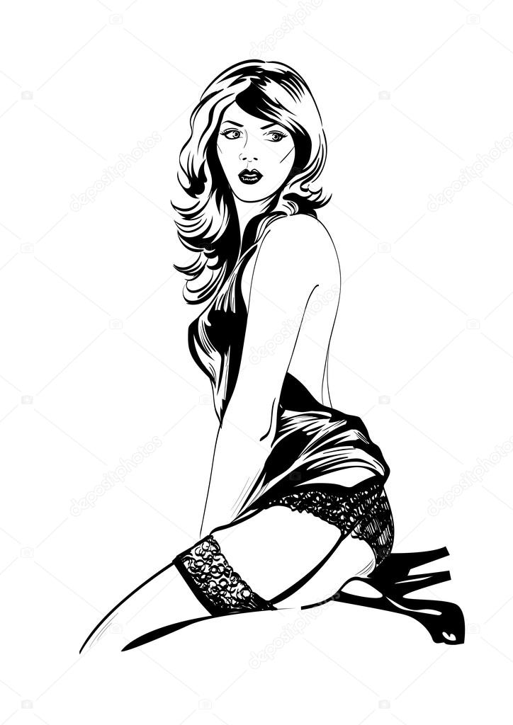 Illustration Vectorielle De Mode De Femme Sensuelle En Lingerie Image Vectorielle Par Vkatrevich