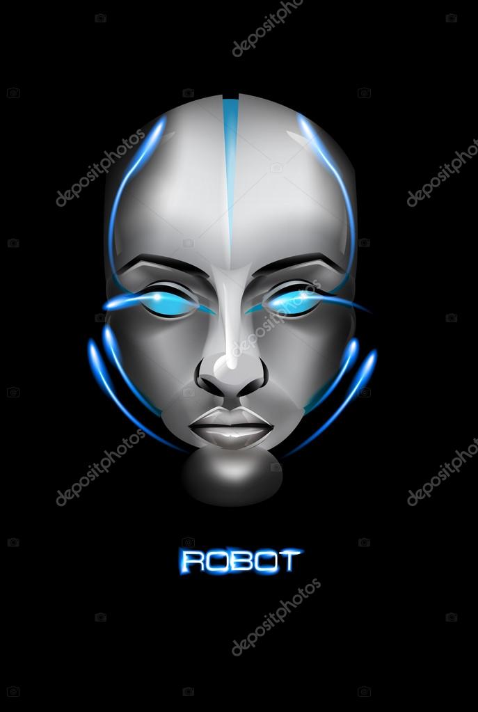 Face Robot girl on black background Stock Vector by ©vkatrevich 68786907