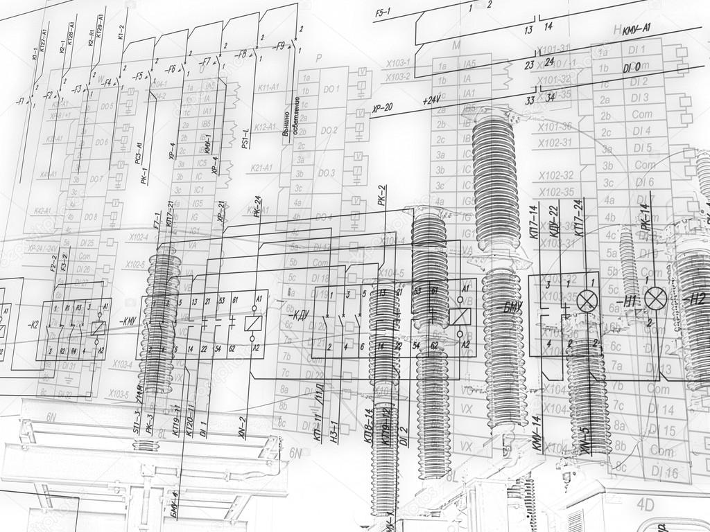 Engineering scheme of connection of automation equipment — Stock Photo ...