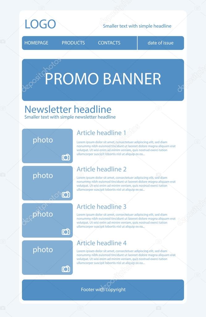 Newsletter light blue template Stock Vector by ©tomique 73845423