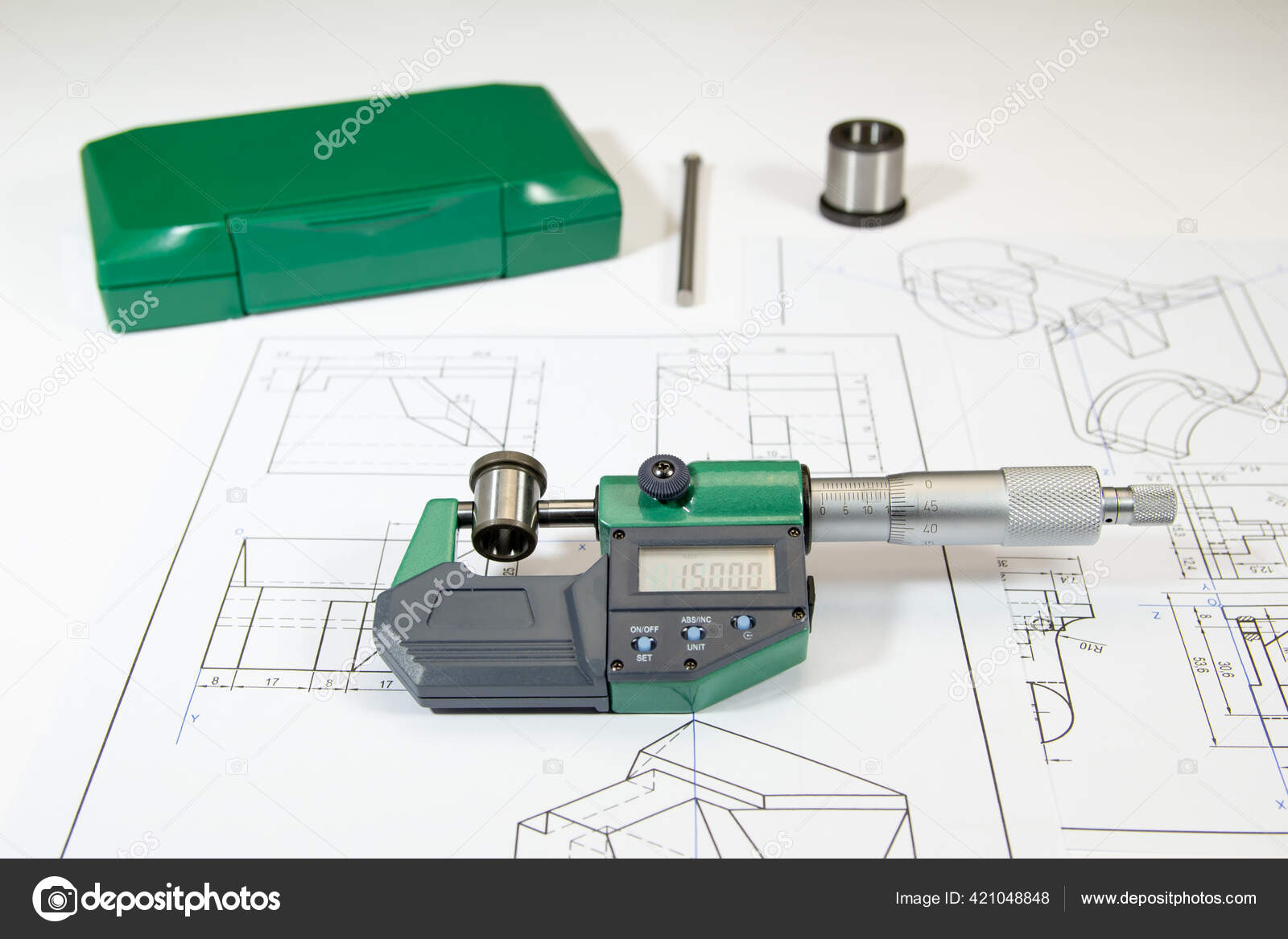 Digital Micrometer Isolated Drawing Background — Stock Photo ...