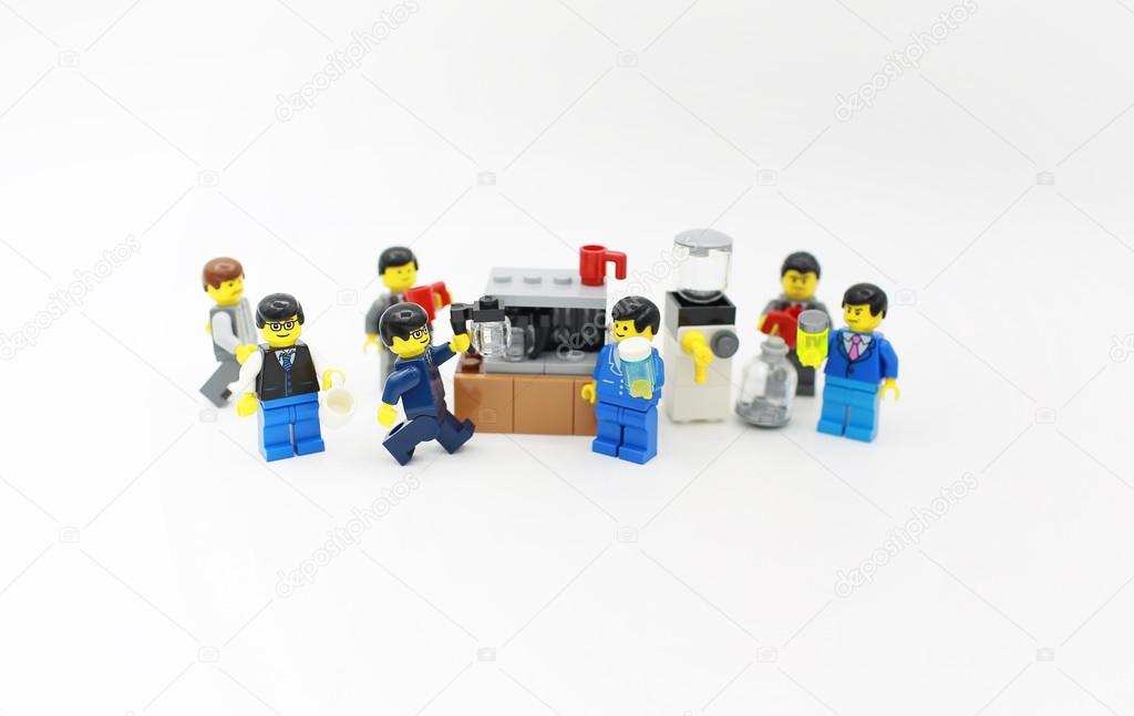 HONG KONG, MAY 25: Studio shot of Lego people, combine from different ...