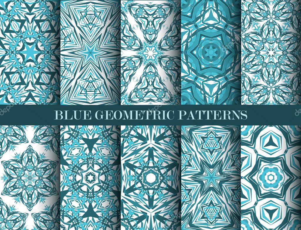 Blue geometric patterns collection Stock Vector Image by ©amovitania ...