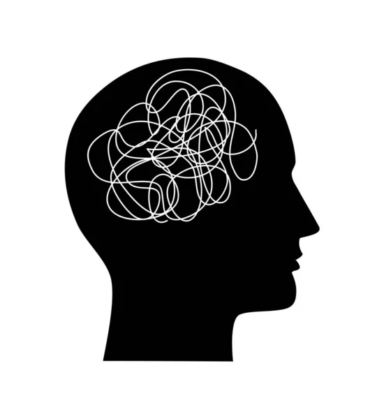 Silhouette Man Heads Tangled Line Brain Concept Chaotic Thought Process Stock Vector Image by ...