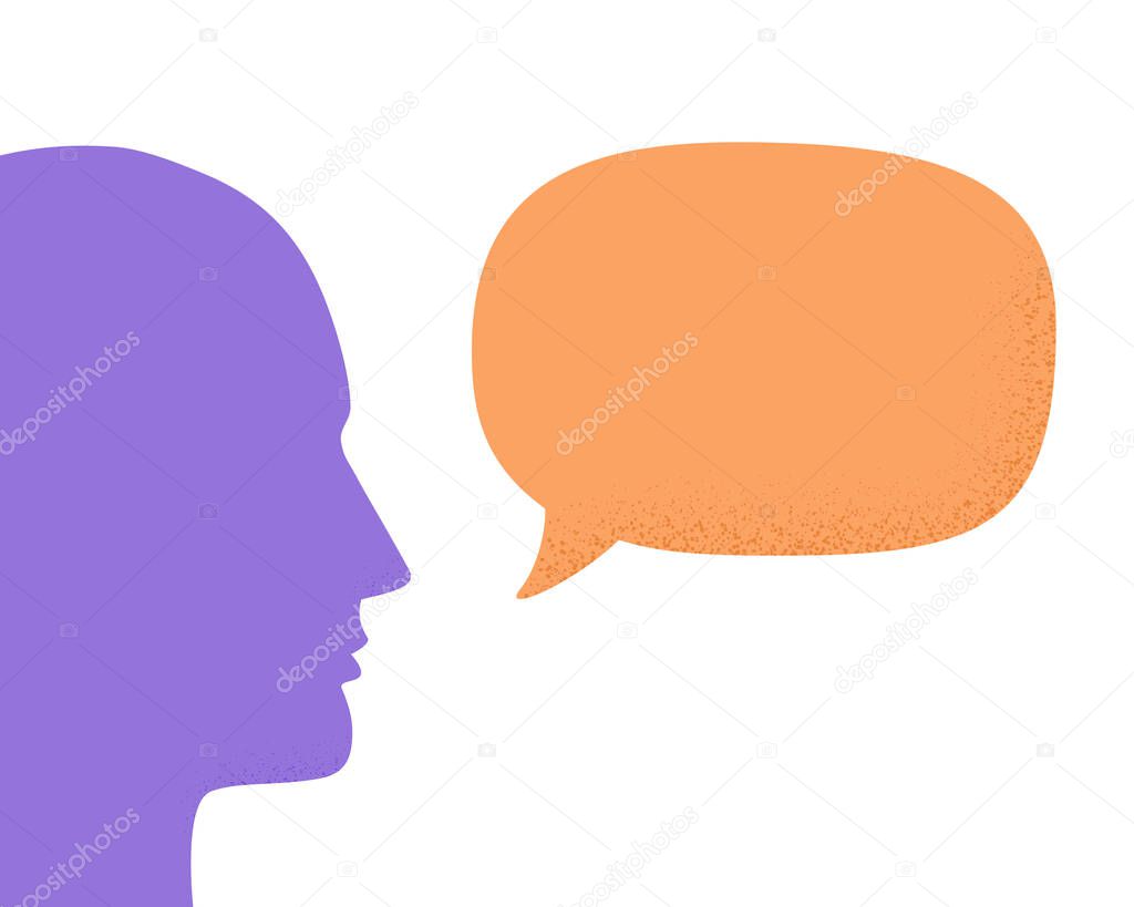 Ilustración vectorial de la silueta de la cabeza humana hablando a ...