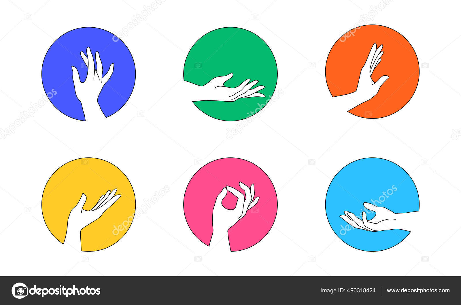 Vector Set Female Hand Logos Minimal Linear Style Emblem Design Stock ...