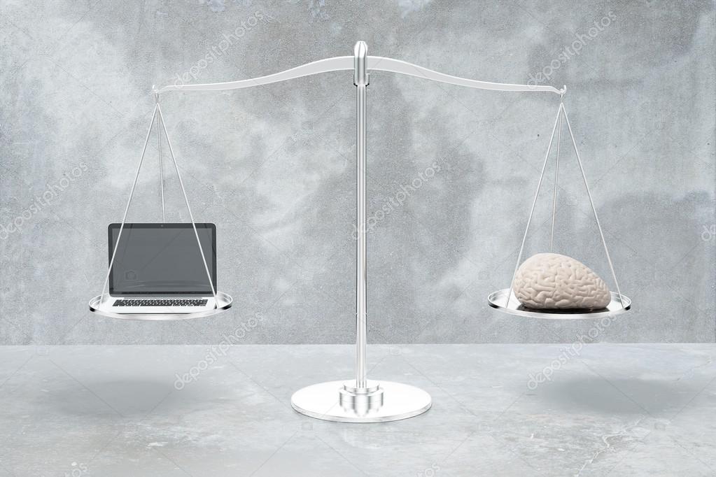 Balance with brain and laptop Stock Photo by ©peshkov 107437662