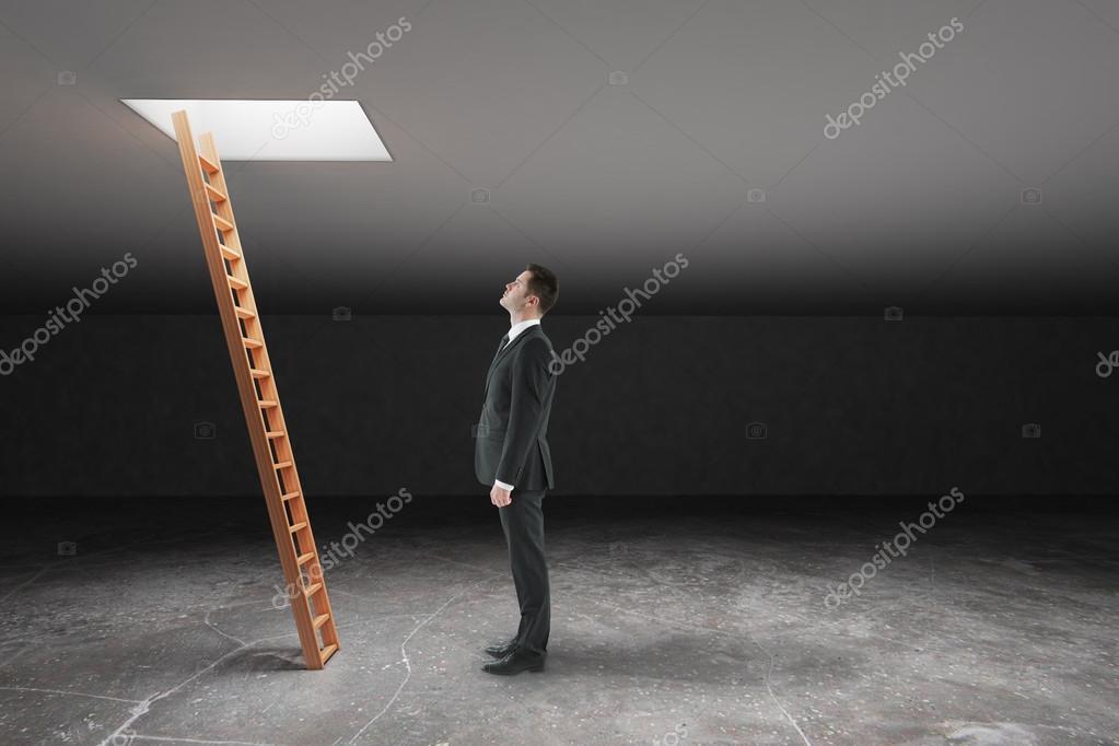 Man looking at freedom ladder Stock Photo by ©peshkov 122763822