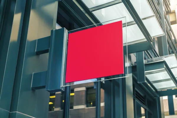 Black Square Metal Signboard Wall Modern Shopping Center Mockup — Stock ...