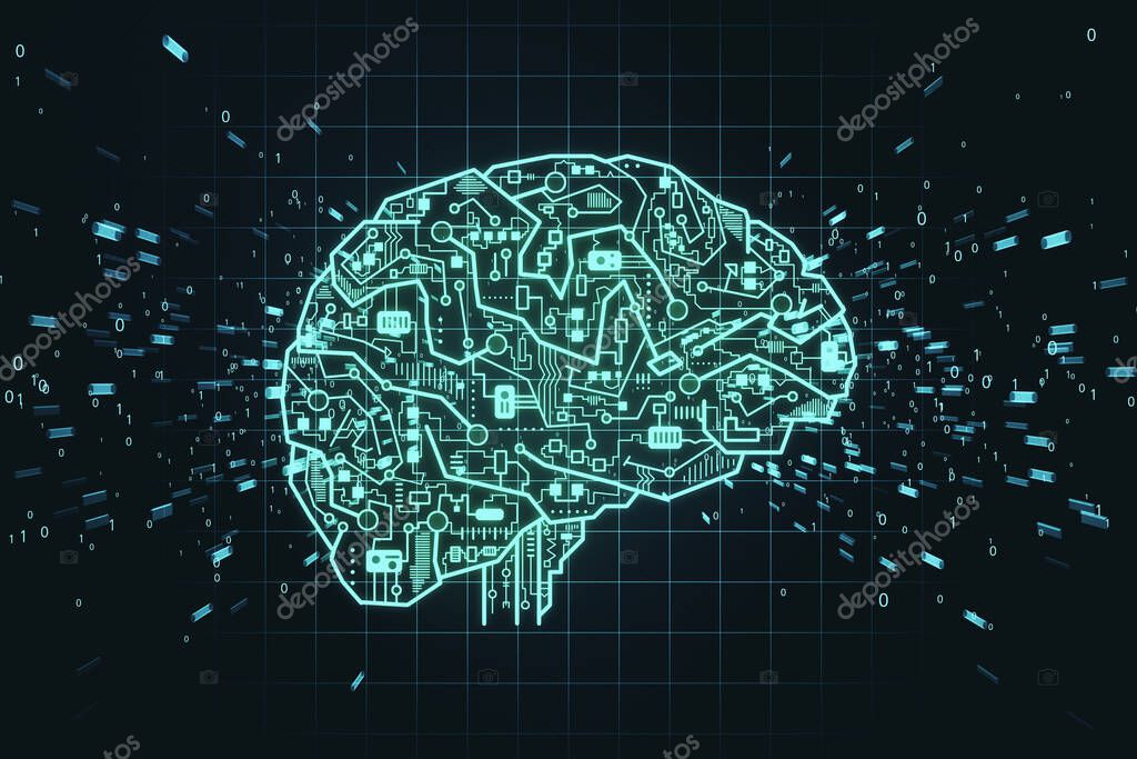 Cerebro de IA de circuito sobre fondo de conexi n digital. Inteligencia ...