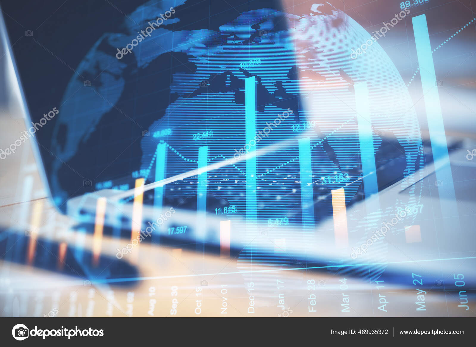 Close Book Computer Global Forex Chart Office Desktop Trade Finance ...