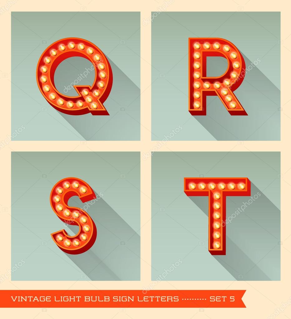Vintage light bulb sign letters q, r, s, t Stock Vector Image by ...