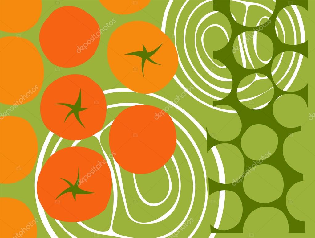 Abstract vegetables. cherry tomatoes. vector graphic design collage ...