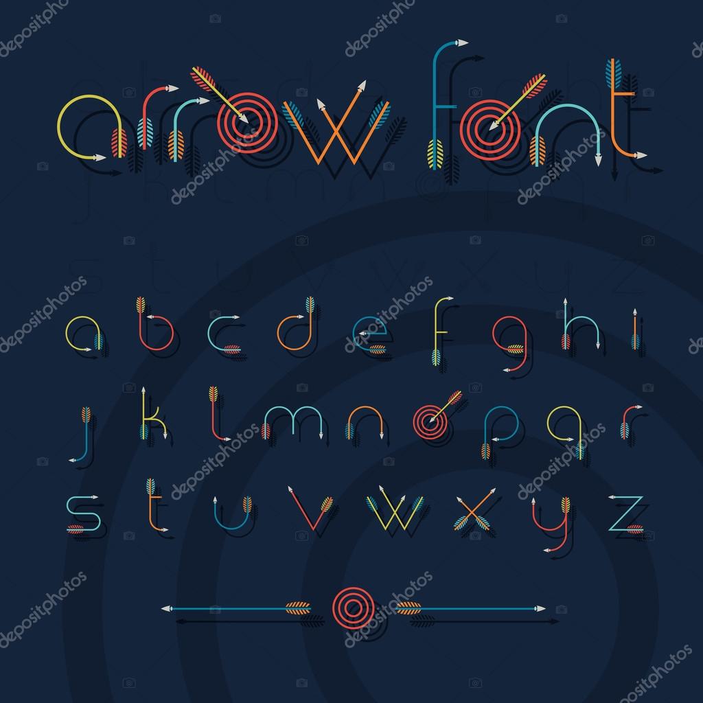 Vector typeface alphabet font in form of archery arrows Stock Vector ...
