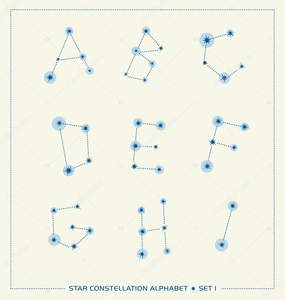 Original vector typeface alphabet font in form of star constellations ...
