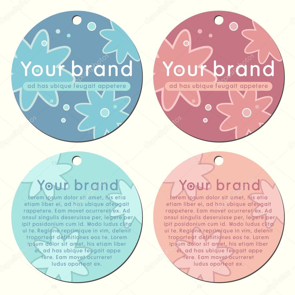 Cute floral round double sided label tag designs for retail Stock ...