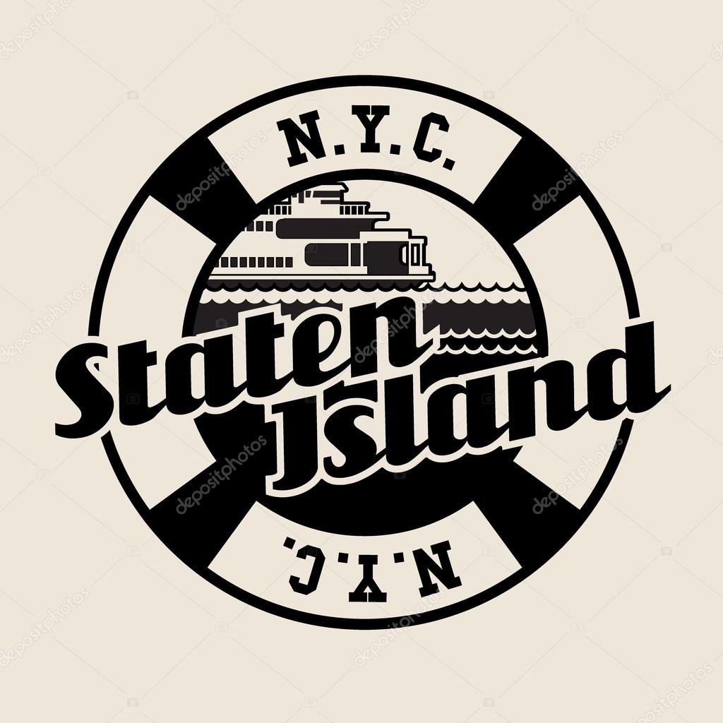 Vintage t-shirt sticker emblem design. Staten Island lettering with ...