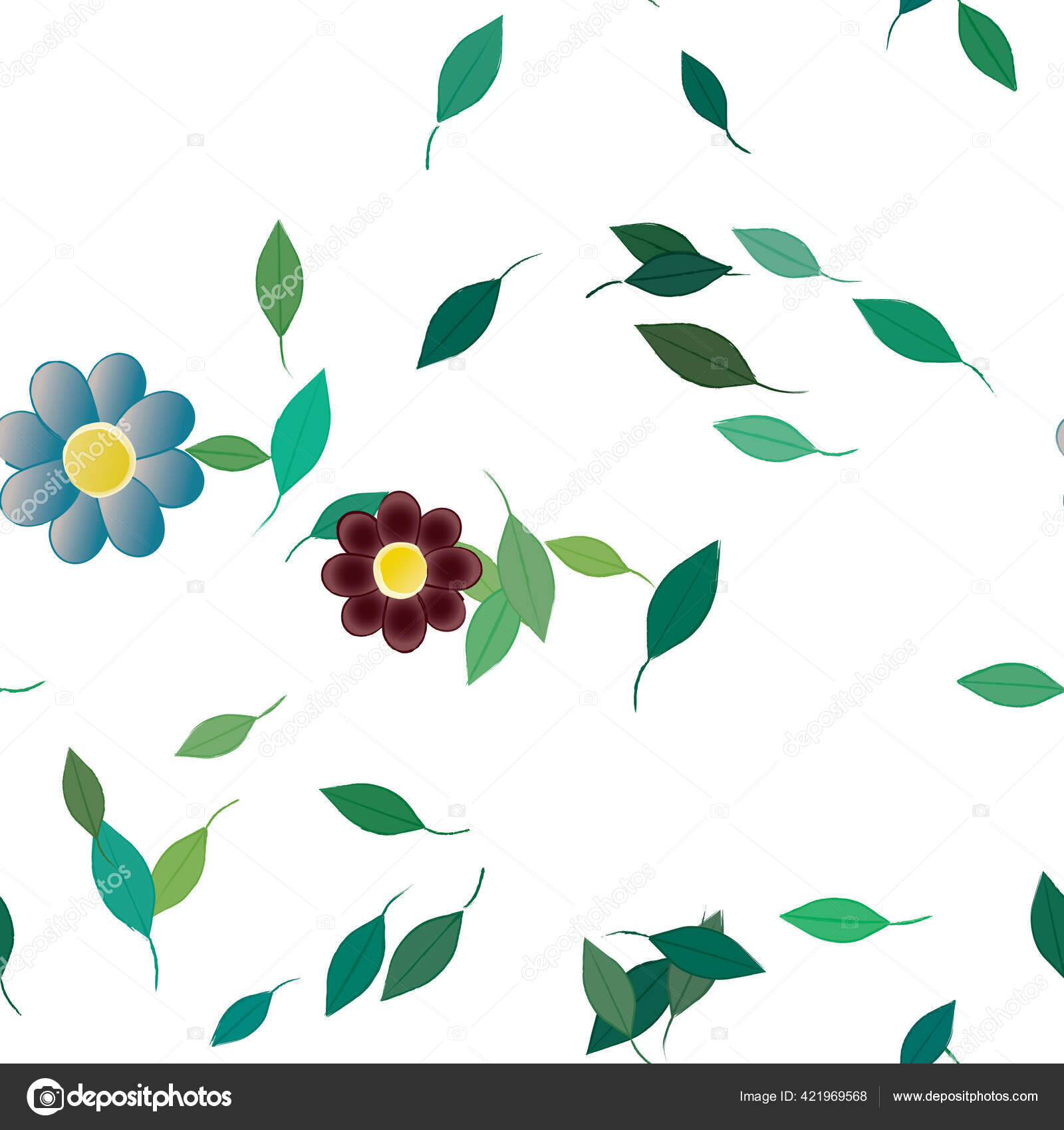 Flowers Bloom Wallpaper Vector Illustration Beautiful Botanical ...