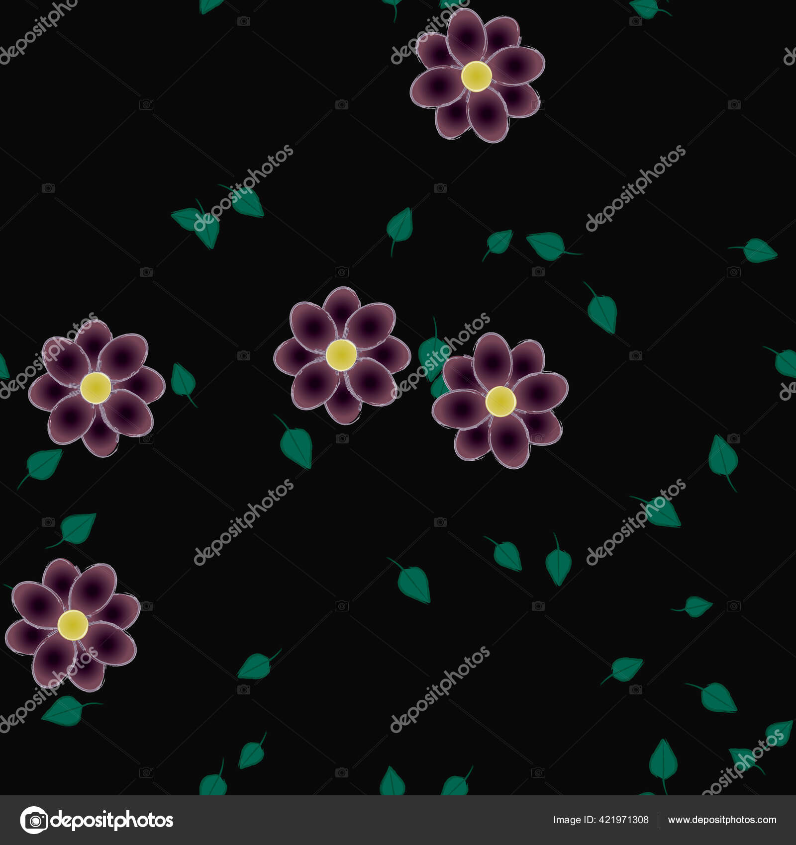 Seamless Flowers Bloom Wallpaper Vector Illustration Beautiful ...