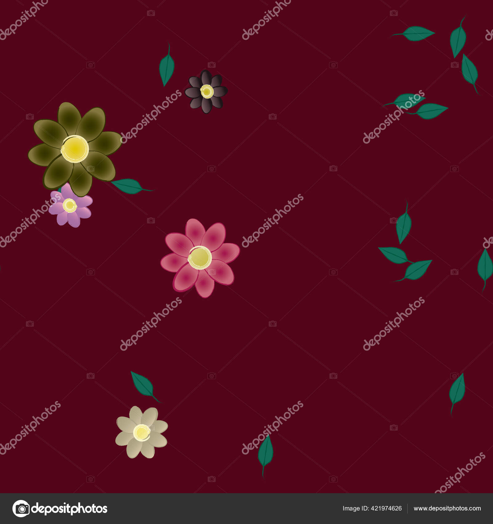 Seamless Flowers Bloom Wallpaper Vector Illustration Beautiful ...